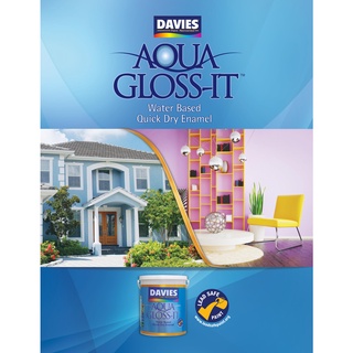 Davies Aqua Gloss It (18 COLORS) Odorless Water Based Paint 1 Liter 100% Acrylic Quick Dry ...