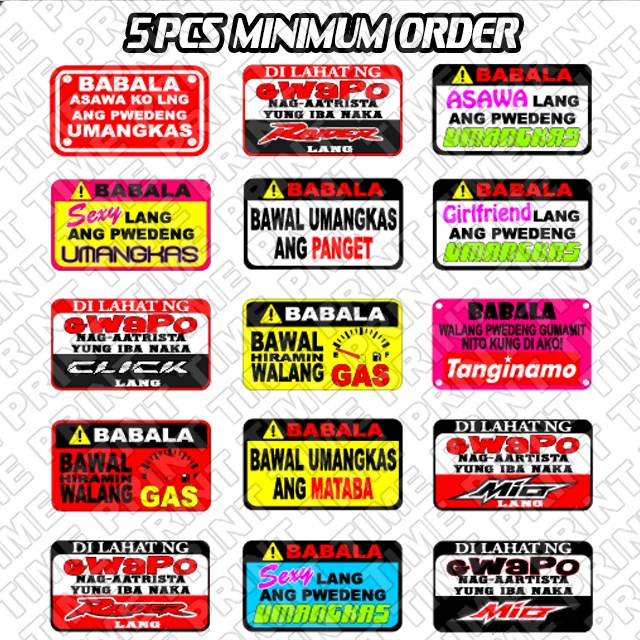 Babala Motor Decals Sticker 2"x3.5" (Glossy Vinyl Sticker / Waterproof ...