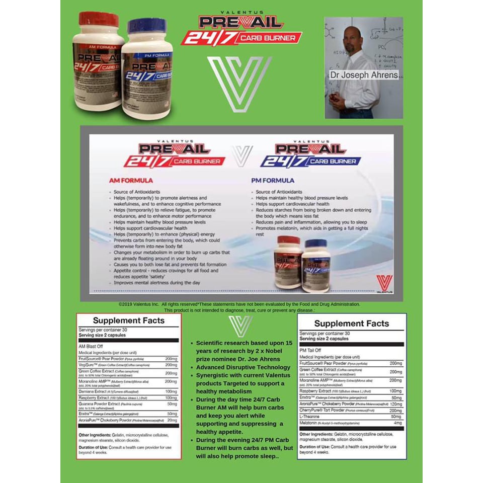 Prevail 24/7 AM and PM Carb Burner -60 Capsules per Bottle ( 120 ...