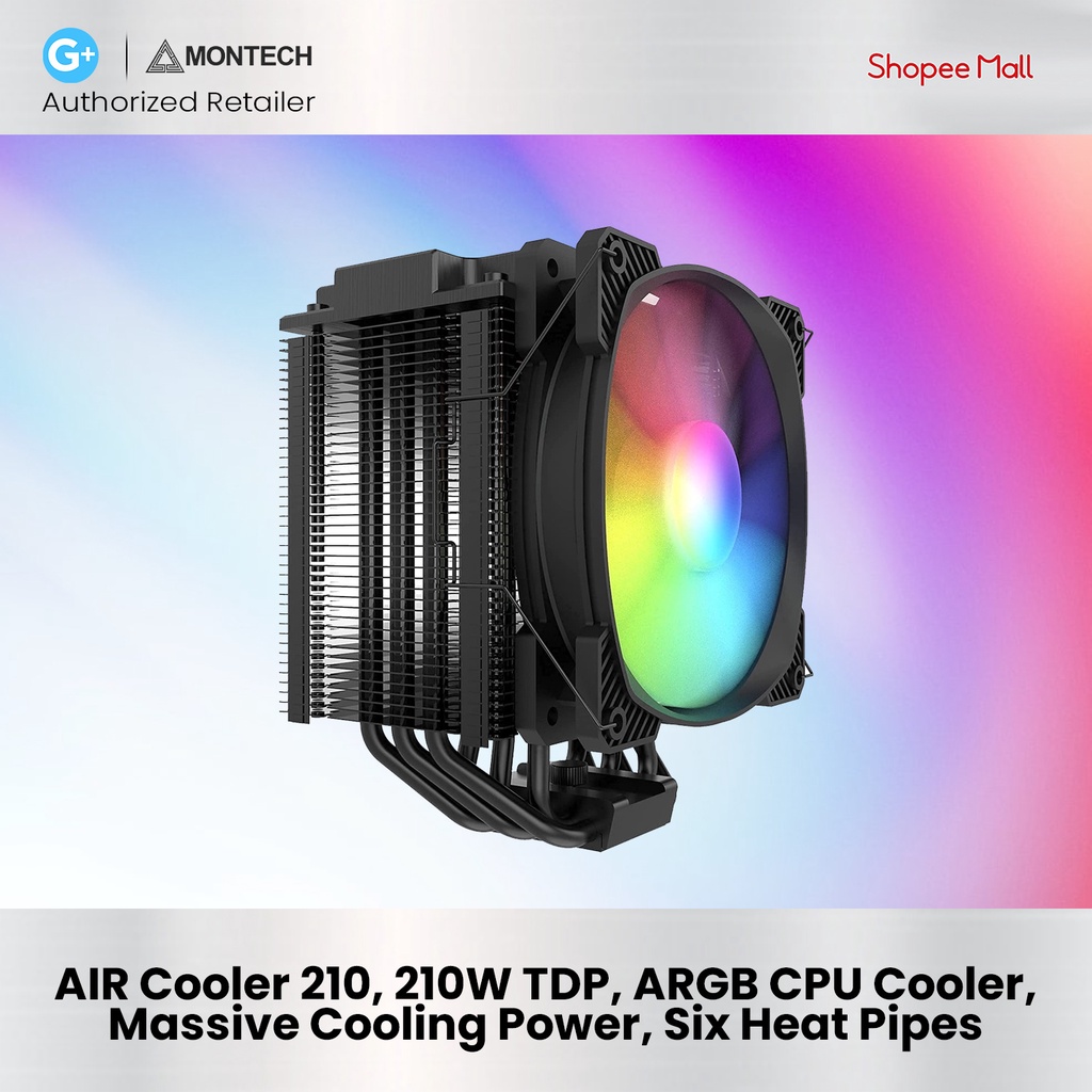 Montech AIR Cooler 210, 210W TDP, ARGB CPU Cooler, Massive Cooling ...