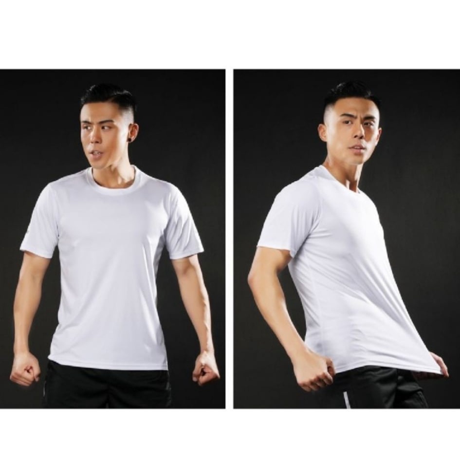 WHITE Active/Dri-fit T-shirt Unisex Round Neck Athletic American Men's ...