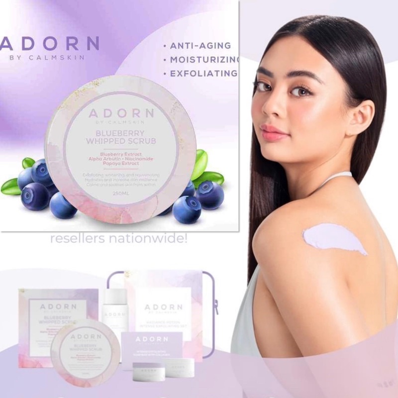 ADORN BY CALM SKIN BLUEBERRY WHIPPED SCRUB/ RADIANCE POTION INTENSE ...
