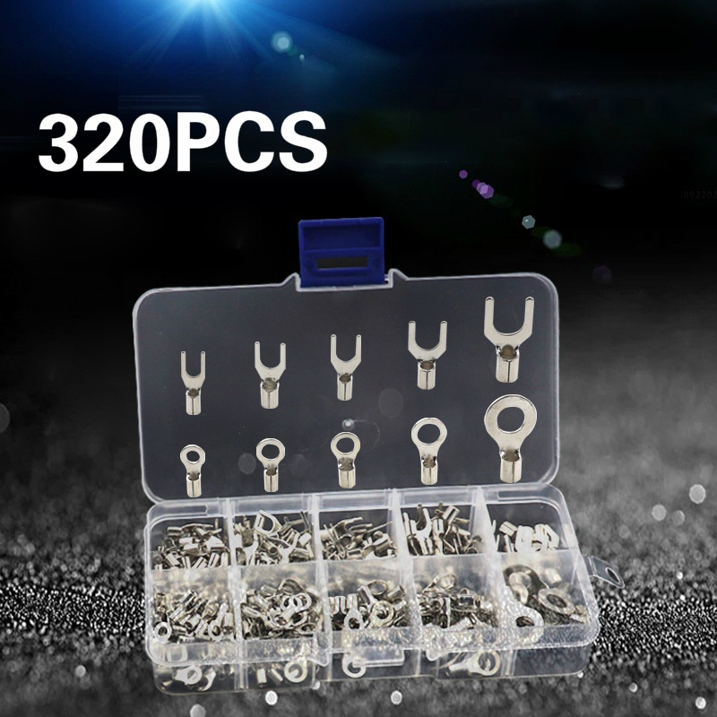320Pc Bare Cold Pressed Terminal Block 10 Style Ring Fork O U-type SNB ...