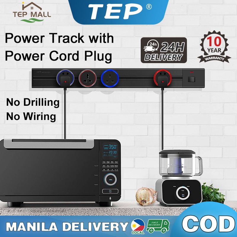 TEP Movable Power Track Socket Modern Electric Wall Outlet with LED for ...