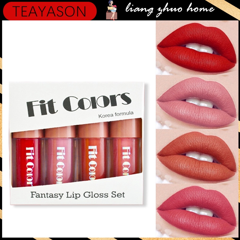 TEAYASON 4Pcs/set Matte Lip Glosses Set Liquid Lipstick Waterproof Long ...