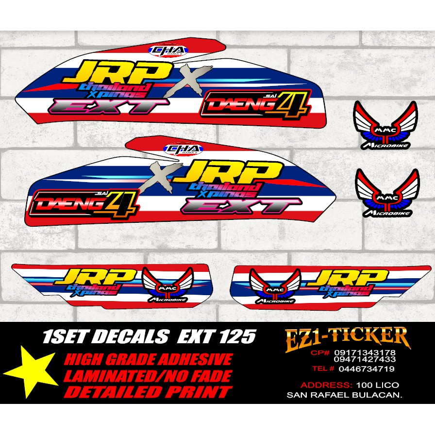 EXT 125 THAI DECALS Sticker with 3years warranty *fade proof *water ...