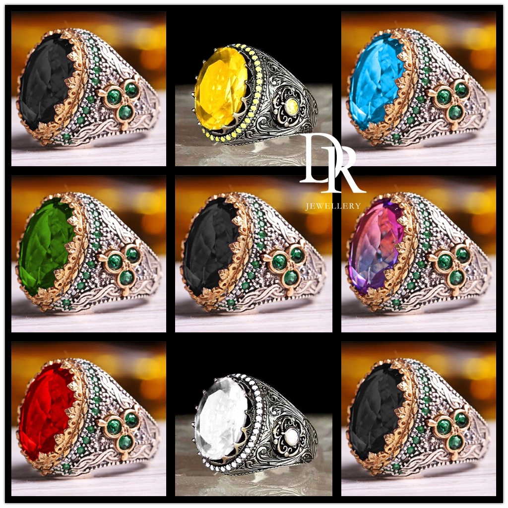 DR Jewelry Fashion Korean Accessories Stainless Luxury Emerald Men's ...