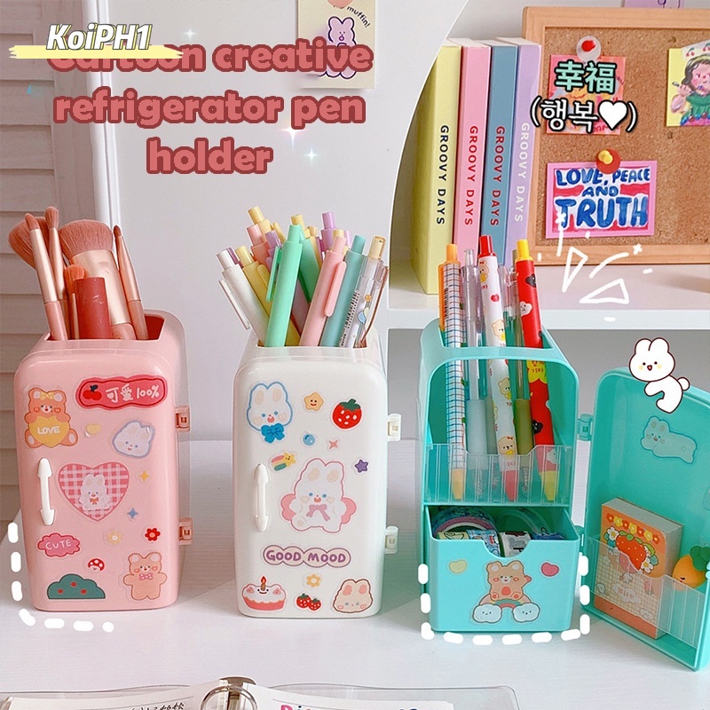 Cute pen holder desk organizer stationery storage refrigerator shape ...