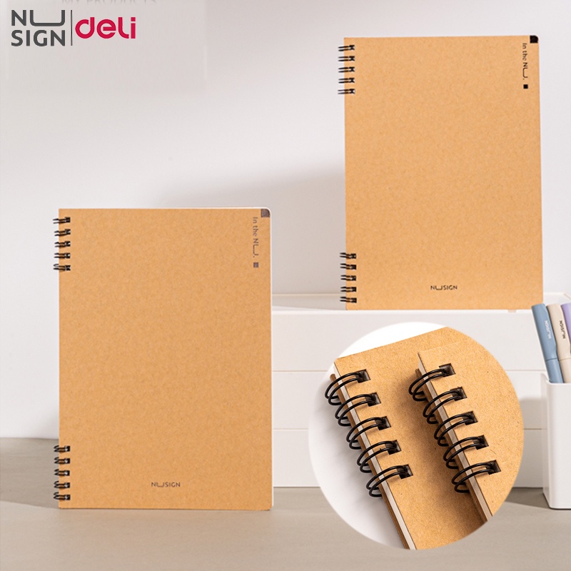 Nusign by Deli A5 Notebook 60 Sheets Leather Spiral Notebook School ...