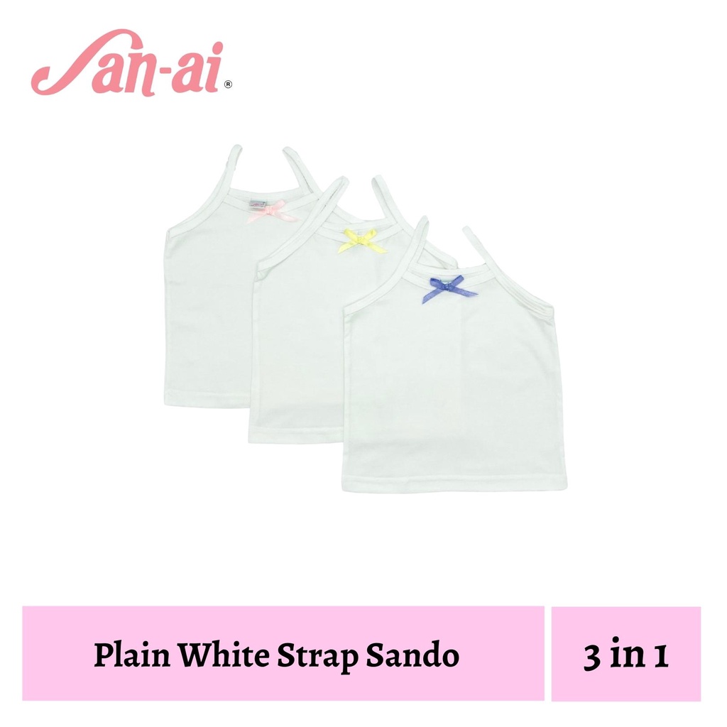San-ai Infant Baby Plain White Strap Sando with Ribbon 3 in 1 | Shopee ...