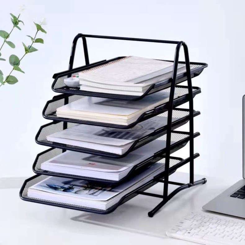 Five layers Wire mesh file tray frame with multiple file holders ransom ...