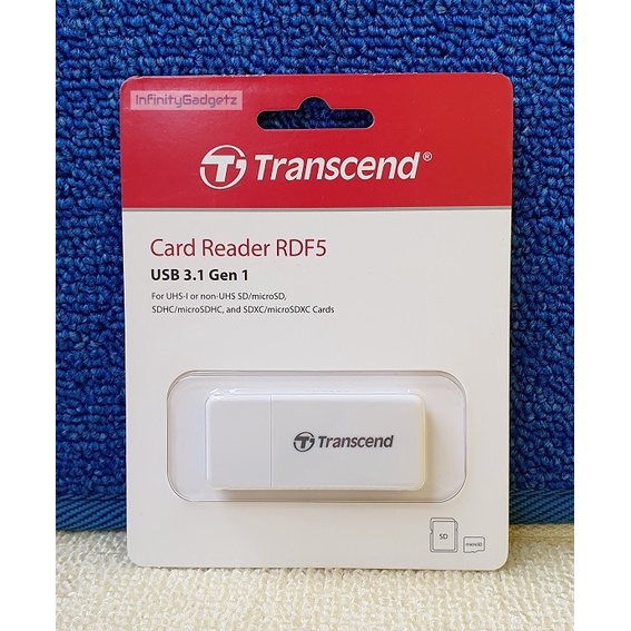 Transcend USB 3.1 Gen 1 High Speed Card Reader RDF5 White | Shopee ...