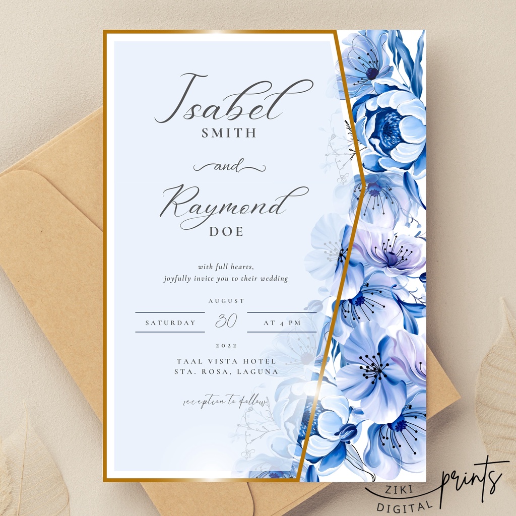 [COD] Blue Floral Wedding 18th Birthday Debut Christening Invitation ...