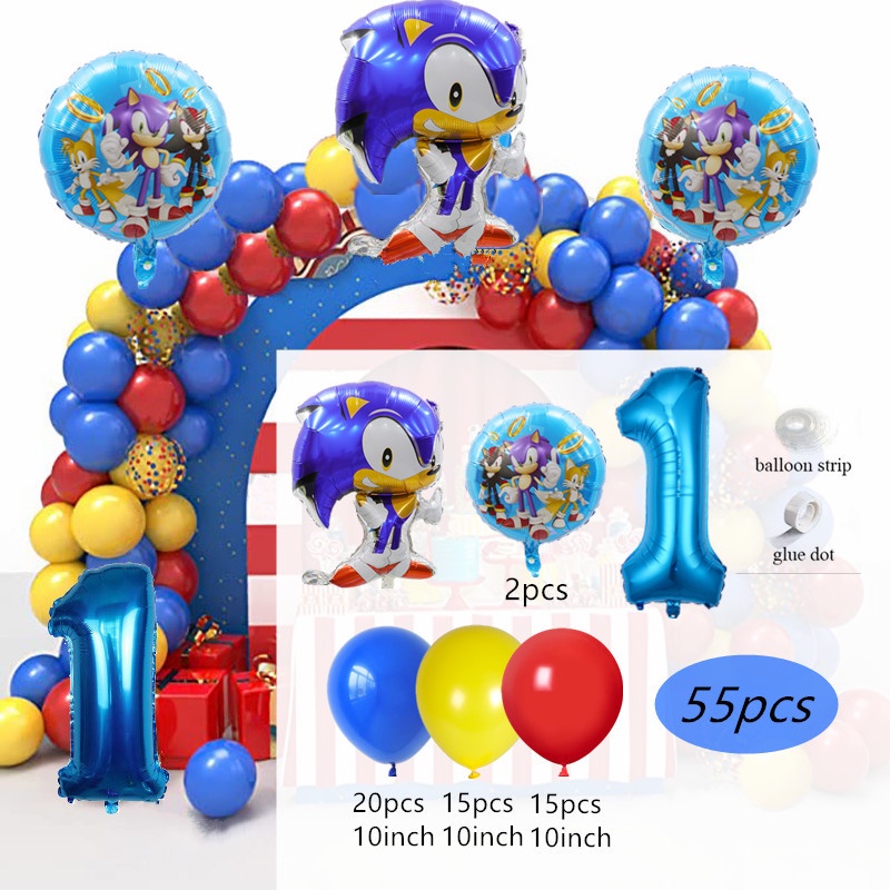 1 Set Sonic the Hedgehog Balloons Garland Arch Kit Red Yellow Blue ...