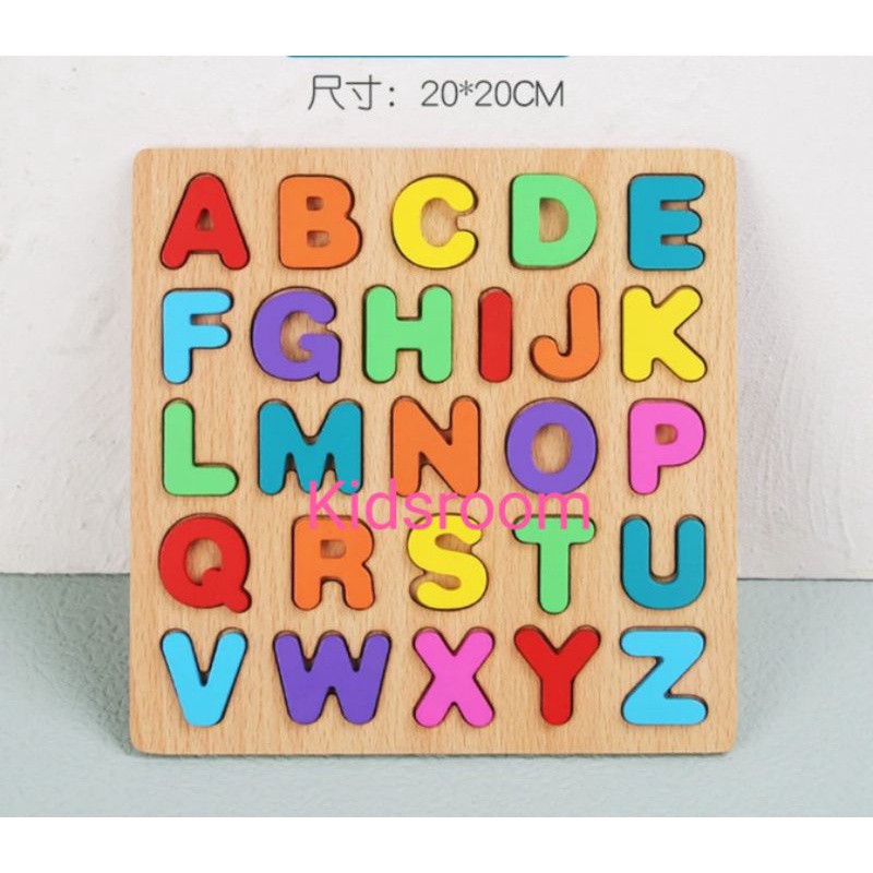 Wooden Toys 3d Alphabet Shapes Puzzle Children Capital Letter Learning ...