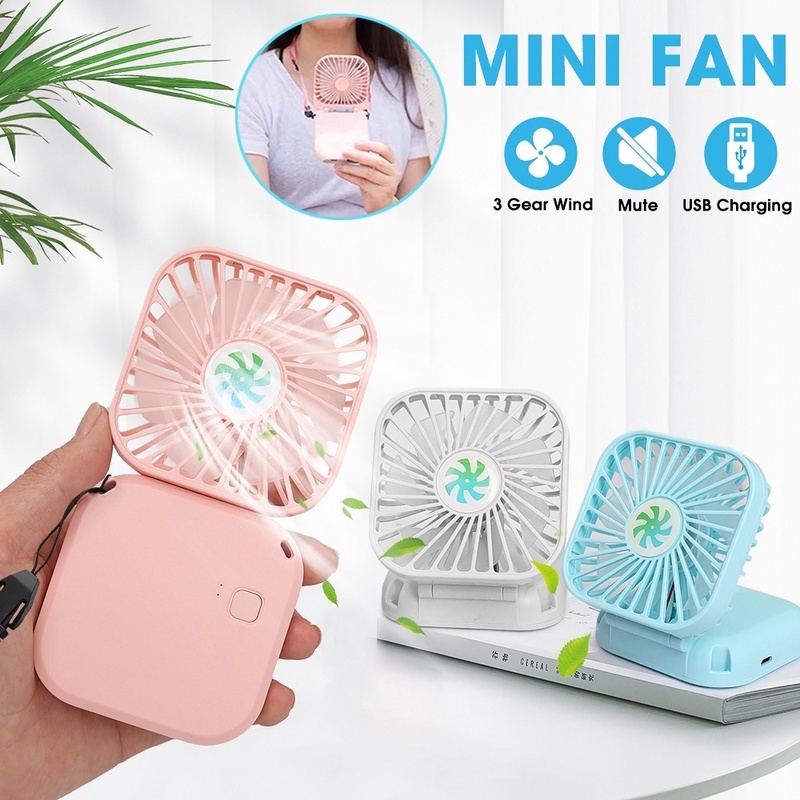 Foldable Hanging Neck Electric Fan/ Mini Cold Air USB Rechargeable ...