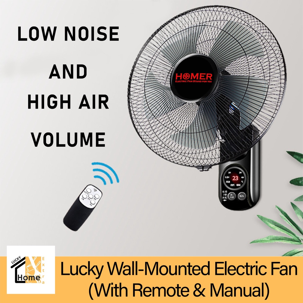 Lucky Wall Fan with Remote Wall Mounted Electric Fan Stand Fan (With ...