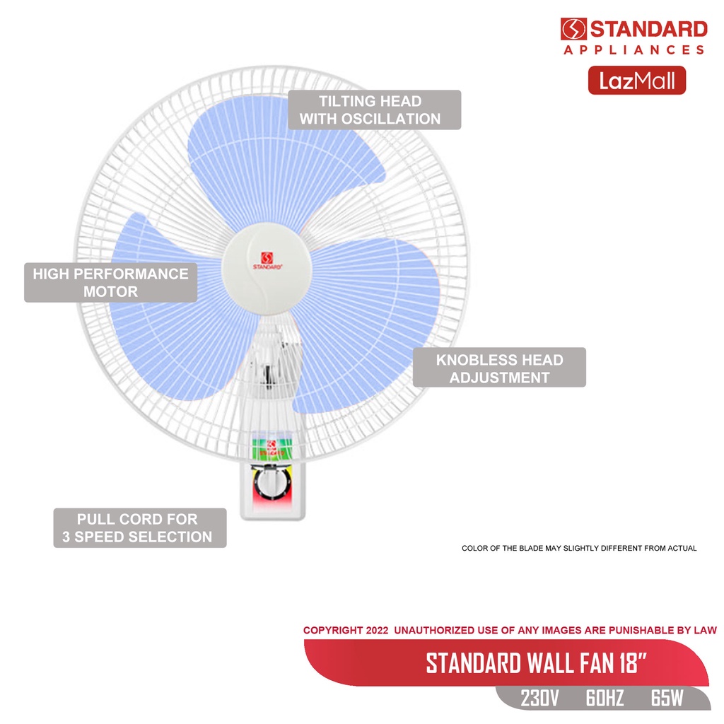 Standard Electric Fan Wall Fan 16 inches Plastic Blade | Shopee Philippines