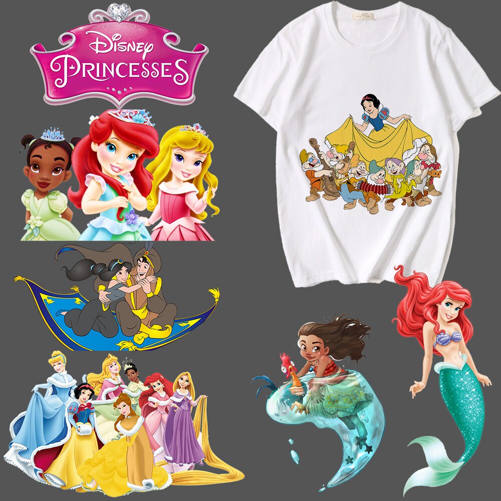 Disney Princess Iron Patch for Clothes Sticker Transfer Girl Male ...