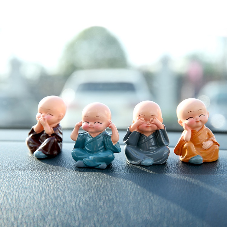 Resin craftsmanship creative little monk car ornaments shaking his head ...