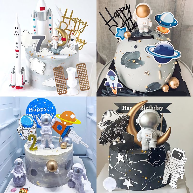 PVC Astronaut Theme Cake Topper Spaceman Ornament Cake Topper ...