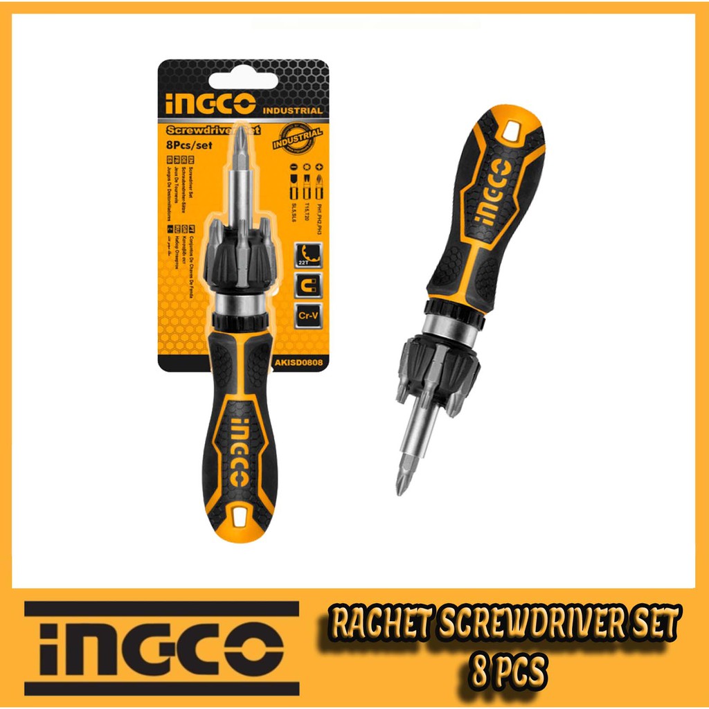 Ingco Ratchet Screwdriver Set 8 pcs Original Authentic | Shopee Philippines