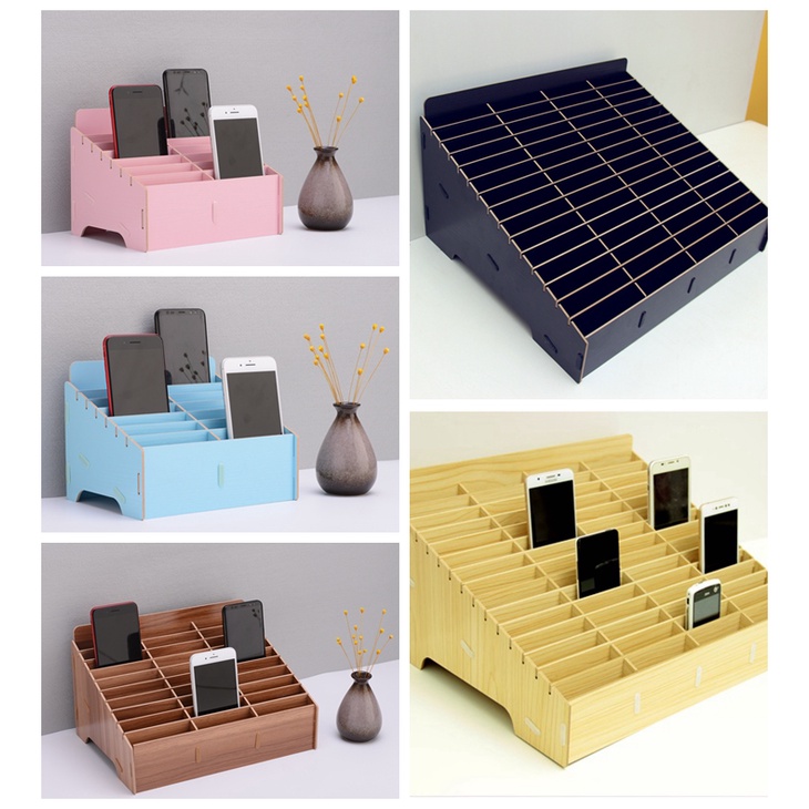 【XMT】 Multi-grid Wooden Mobile Phone Storage Box Desktop Organizer for ...