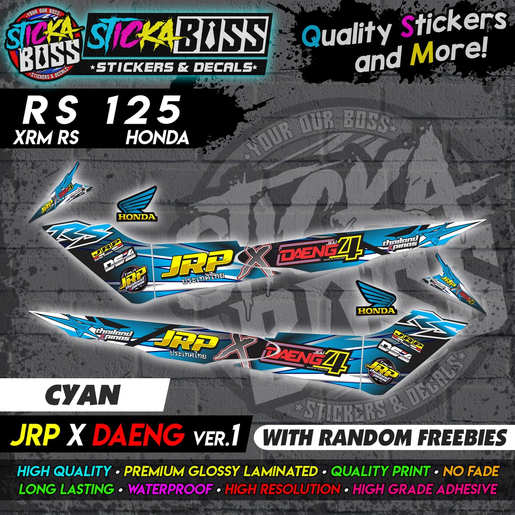 HONDA RS 125 Decal - (JRP x DAENG VER.1) CYAN [Stock Size Decals ...