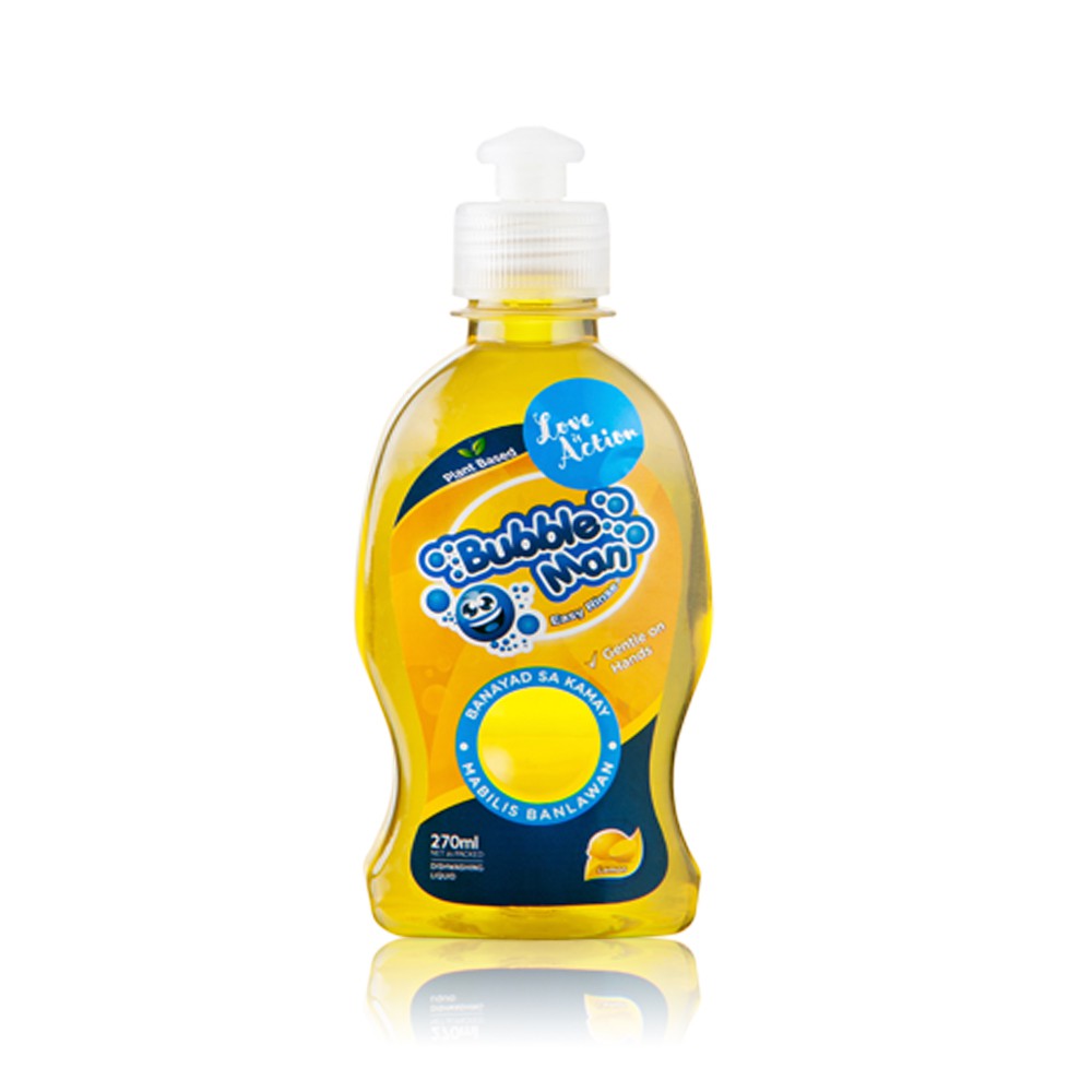 Bubbleman Dishwashing Liquid 270mL Bottle - Lemon | Shopee Philippines