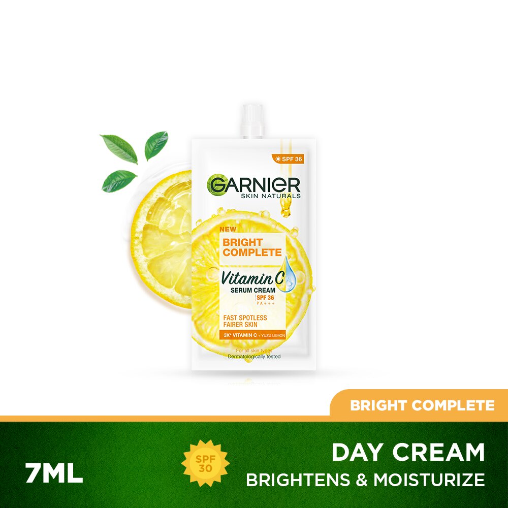 GARNIER Bright Complete SPF36 Muti-Action Whitening Serum Cream 7mL ...