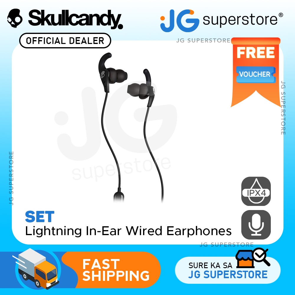 Skullcandy Set In-Ear Sport Earbuds with IPX4 Water Resistant Rating ...