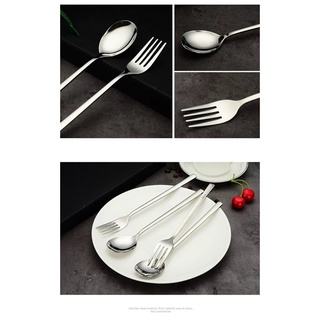 1Set 304 Stainless Steel Spoon and Fork Set Korean Cutlery Dinnerware ...