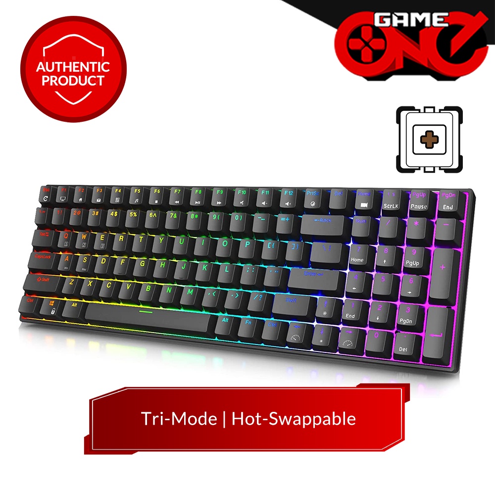 RK Royal Kludge RK100 Tri-Mode RGB Mechanical Keyboard - Black [Brown ...