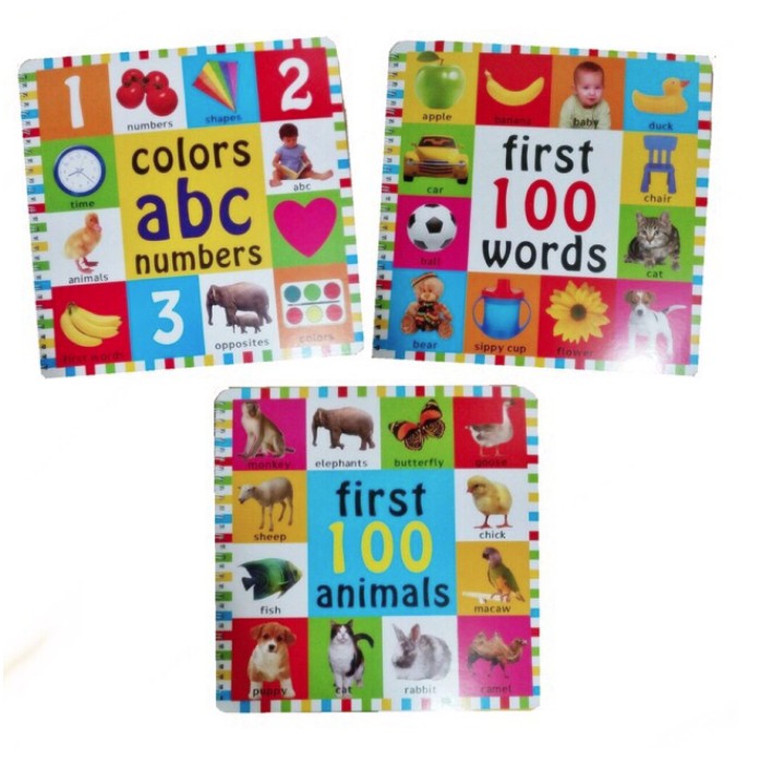 3pcs my First book 100 Words Animals ABC Colors Jumbo Baby Educational ...