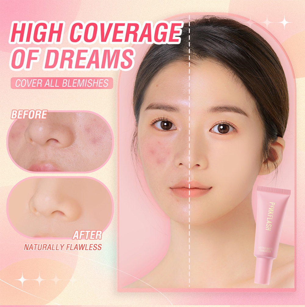 PINKFLASH Full Coverage Face Foundation Waterproof BB Cream Weightless ...