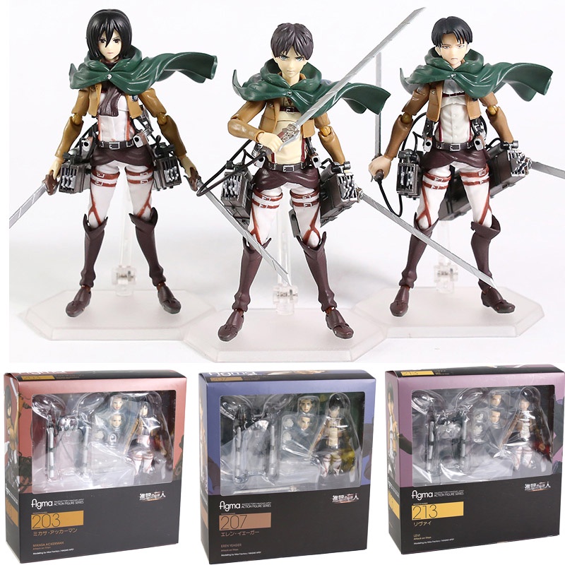 Attack on Titan Figma 207 Action Figure Eren Jaeger 203 Mikasa Ackerman ...