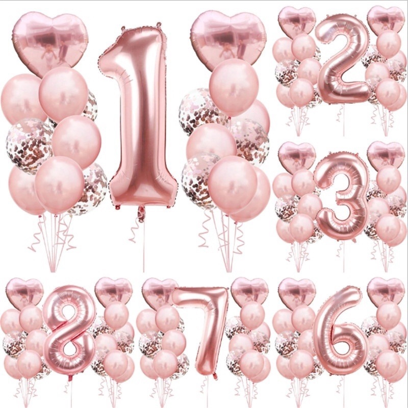 19Pcs 32'' Number Foil Balloon Helium Birthday Party Decorations ...