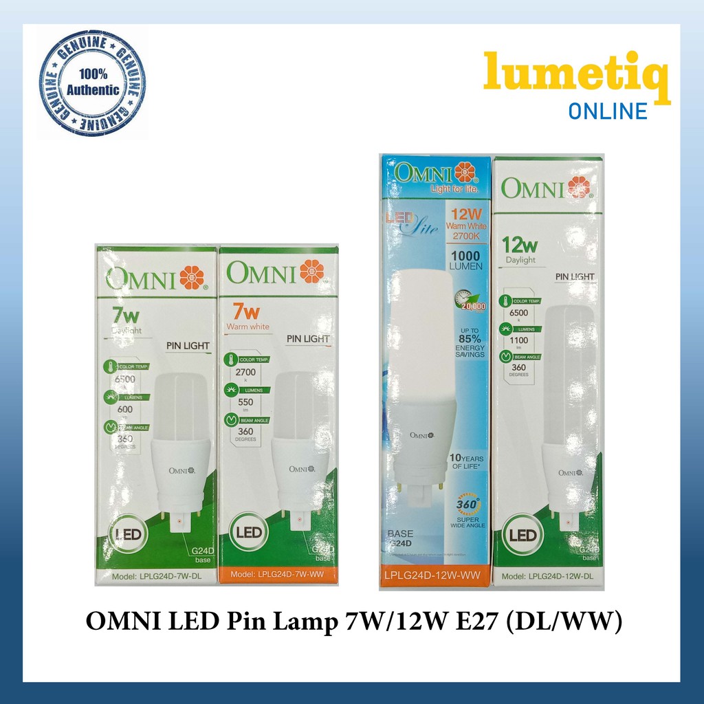 OMNI LED Pinlight G24D 7W/12W (Daylight/Warm White) | Shopee Philippines