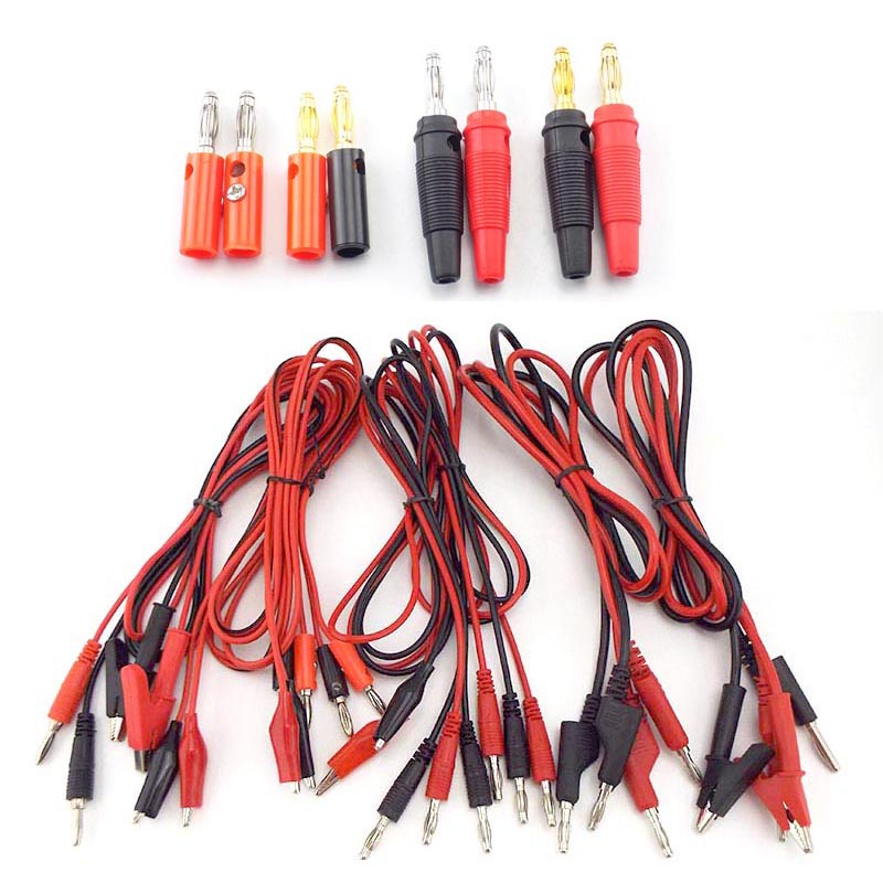 Dual Alligator Clip 4mm Banana Plugs Cable Connectors Test Lead Probe ...