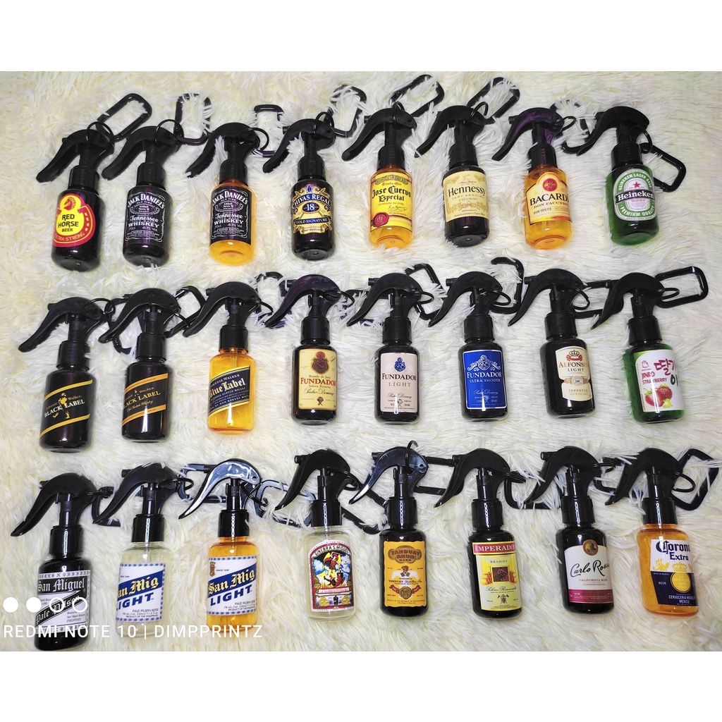 Alcohol Trigger Spray Bottle 75ml with Aluminum Carabiner Liquor Design ...
