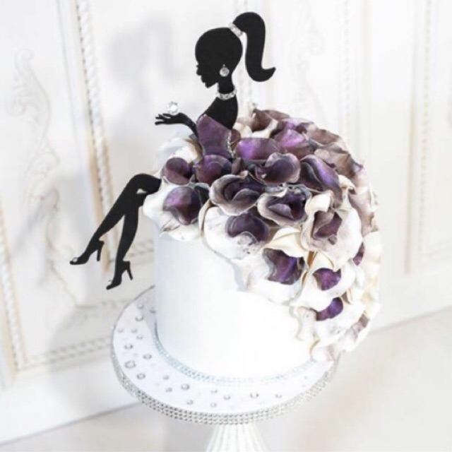 Lady Couple Acrylic Cake Topper Weddding Happy Birthday Cake Decoration ...