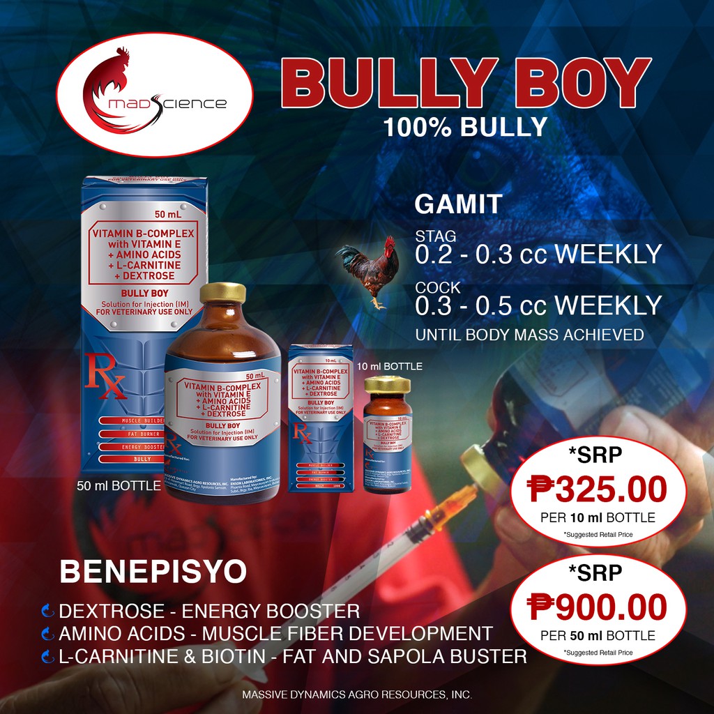 Bully Boy 10ml of Mad Science for Gamefowl Rooster Conditioning ...