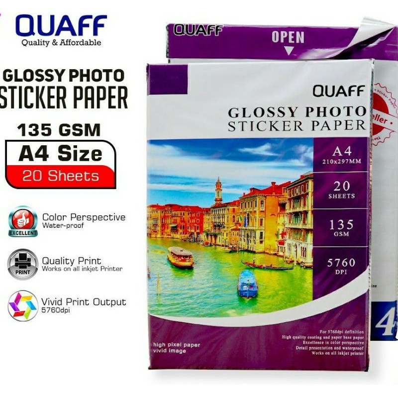 QUAFF and PREMIUM Photo Sticker Paper 135gsm 20sheets | Shopee Philippines