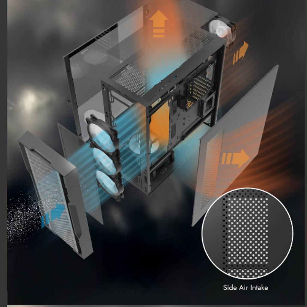 Dark Flash Dk431 Black Metal Full Mesh Front Panel E-Atx Gaming Case ...