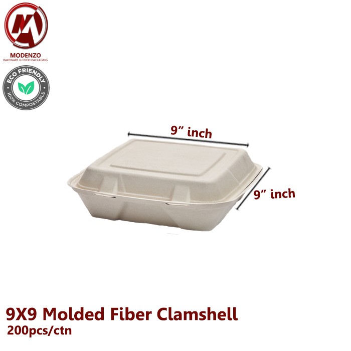 Pulp meal box clamshell - 9x9 inches | Shopee Philippines