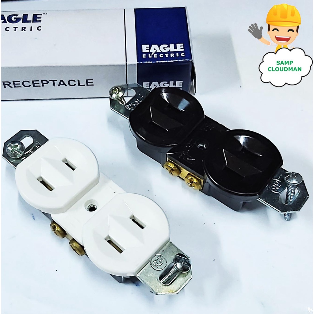 Eagle Receptacle Parallel 2-Tap Flush Outlet #733 Brown or Cream 15A ...
