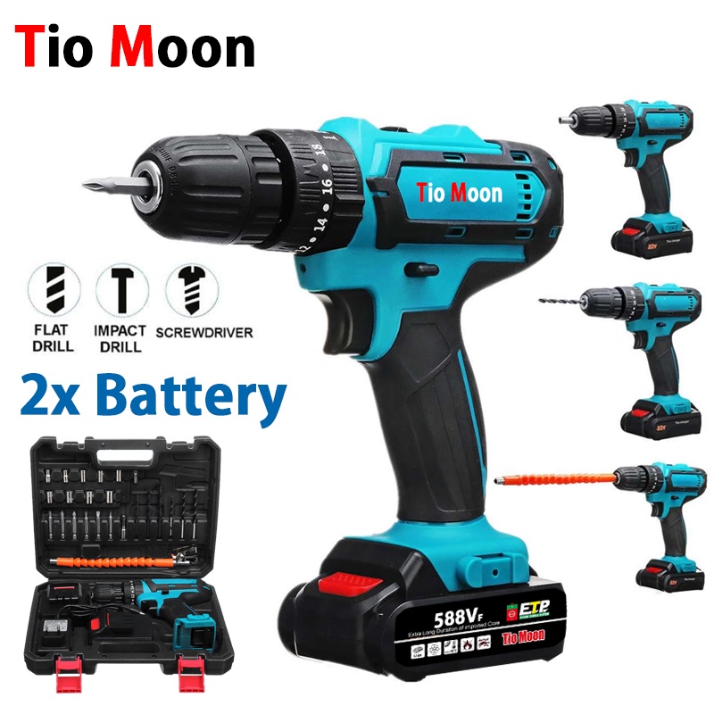 Electric Drill Cordless Drill Hammer Impact 2 Speed 3 IN1 Electric ...