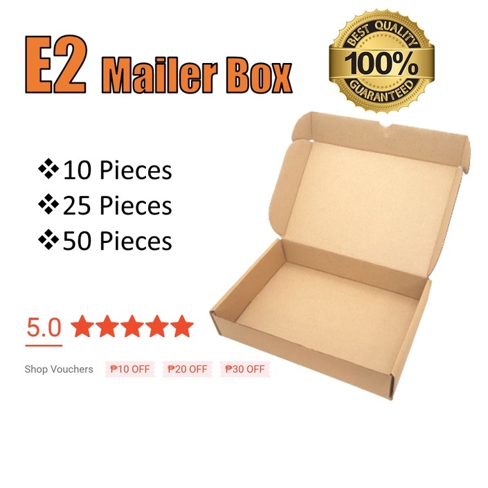 10 50pcs E2 Mailer Box LWH 20x14x4cm Corrugated Packaging Paper