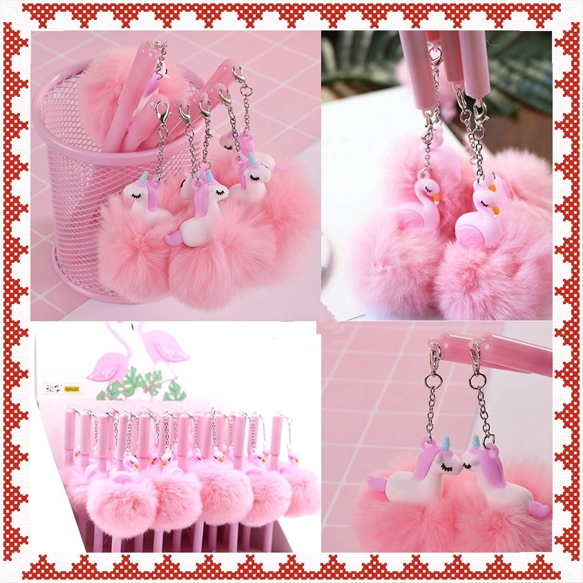 Pulpen Gel Bentuk Kartun Flamingo Warna Pink untuk Sekolah / Kantor ...