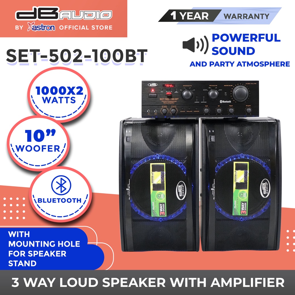 DB Audio SET-502-100BT 3 way loud speaker with amplifier | 1000 x 2 ...